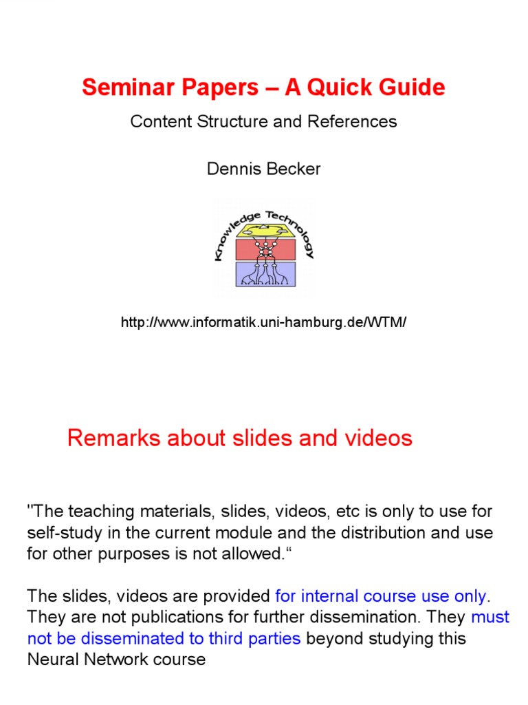 Seminar Papers - A Quick Guide: Content Structure and References Dennis ...