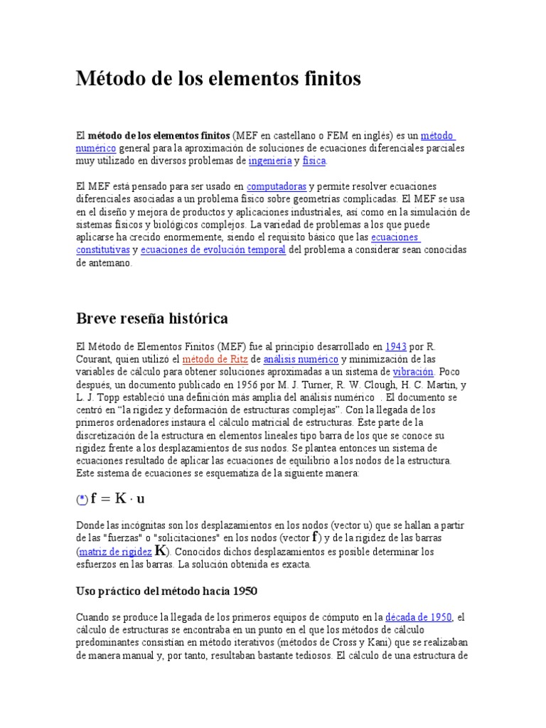 Introducción al Método de Elementos Finitos | PDF | Método de elementos ...