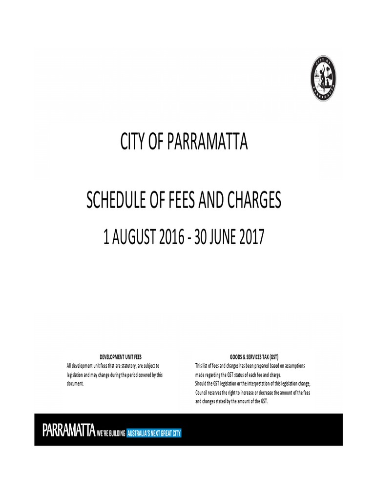 Schedule of Fees and Charges for the New City of Parramatta Local ...