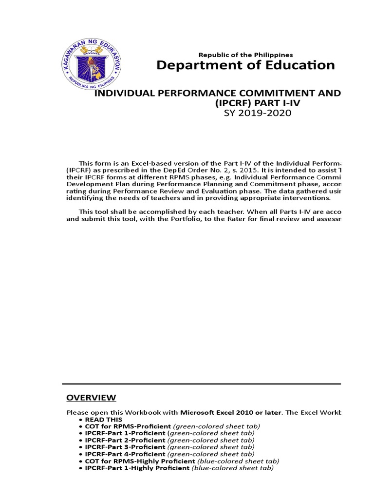 Department of Education: Individual Performance Commitment and Review ...