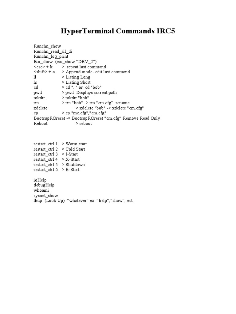 HyperTerminal Commands | PDF | Computers
