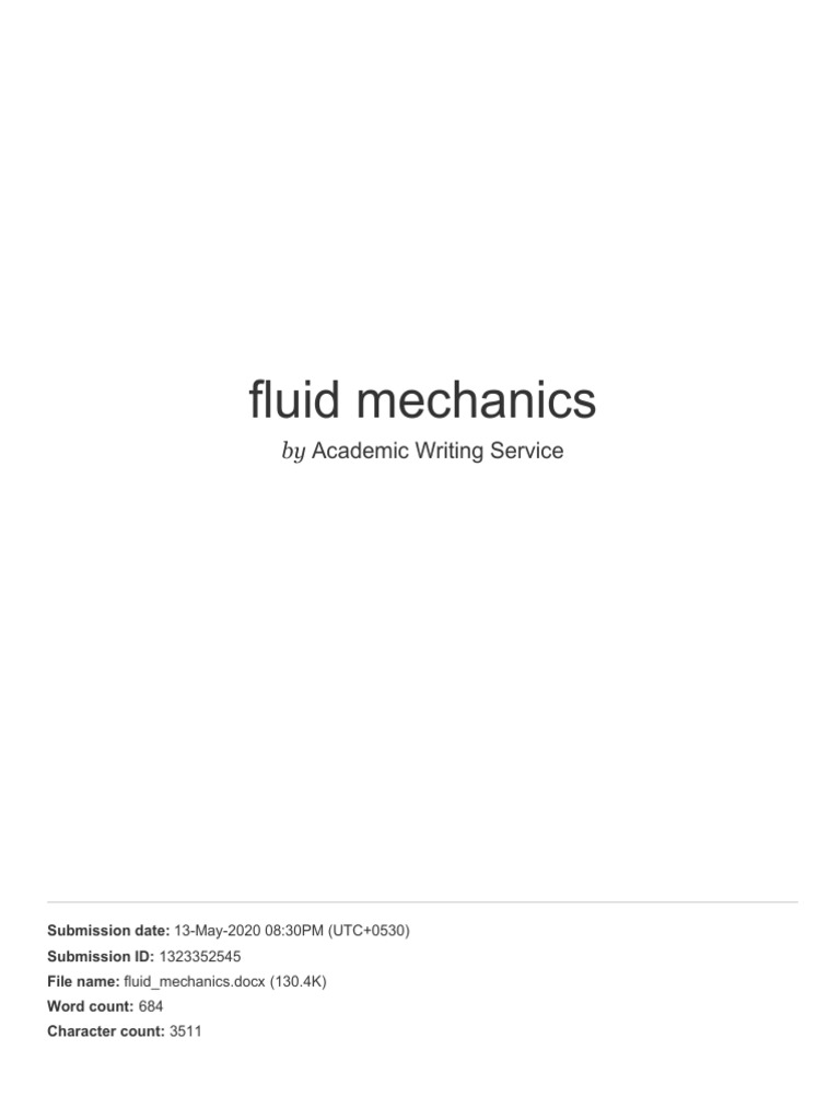 Fluid Mechanics: by Academic Writing Service | PDF | Technology ...
