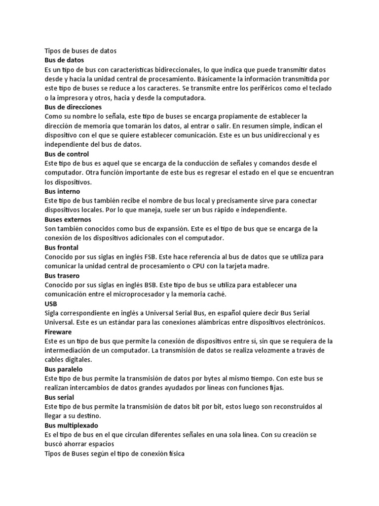 Tipos de Buses de Datos | PDF | Hardware de la computadora | Diseño ...