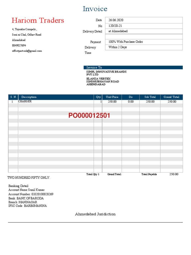 Hariom Traders: 4, Tejendra Compelx, Soni Ni Chal, Odhav Road Ahmedabad 8849027694 | PDF