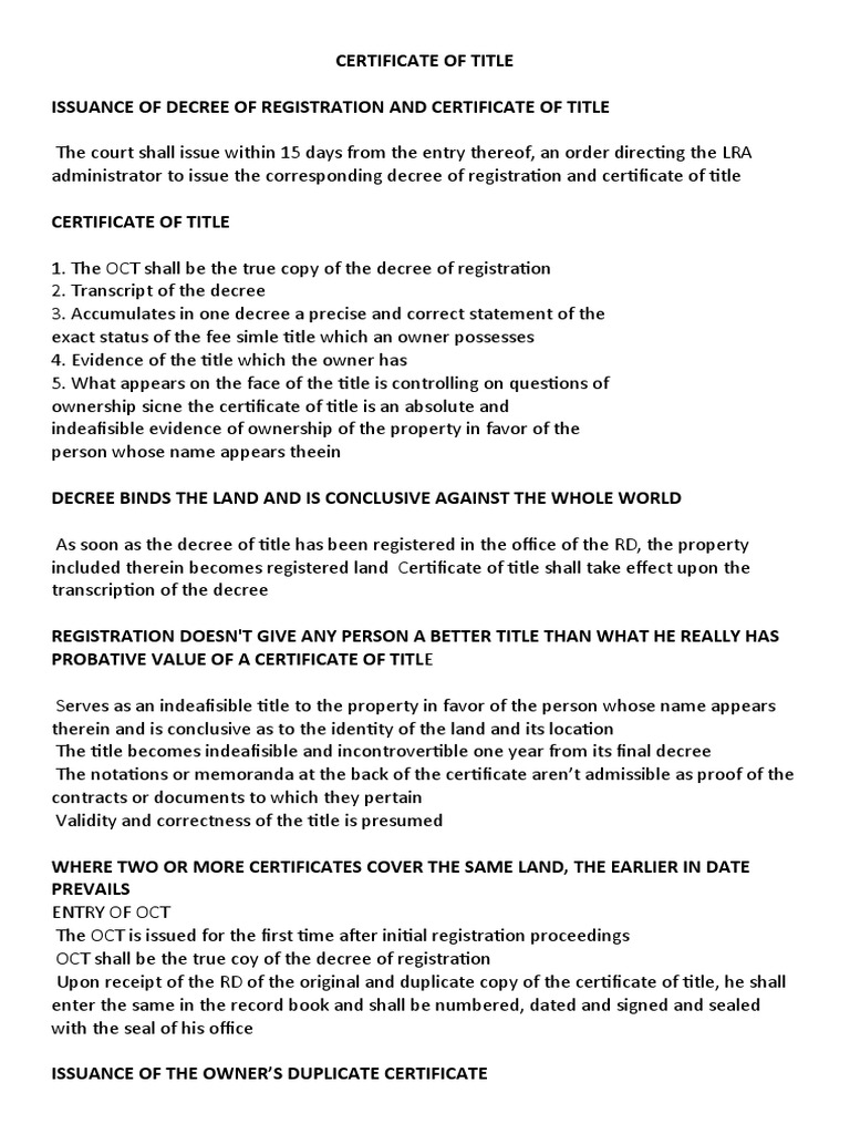 Certificate of Title | PDF | Leasehold Estate | Title (Property)