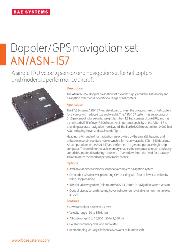 Doppler/GPS Navigation Set: AN/ASN-157 | PDF | Inertial Navigation ...