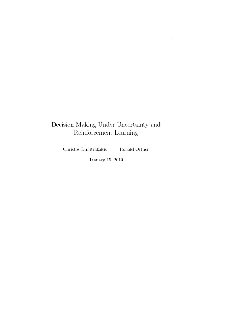 Decision Making in Uncertainty & RL | PDF | Probability Distribution ...