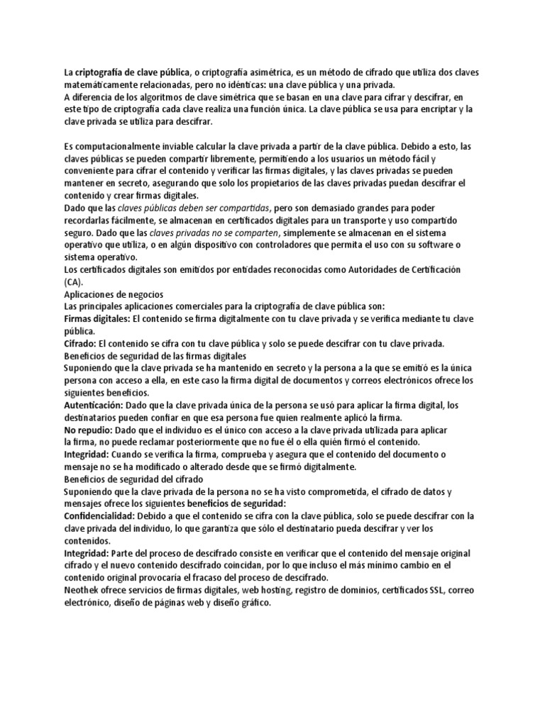 Clave Publica | PDF | Clave (criptografía) | Criptografía de clave pública
