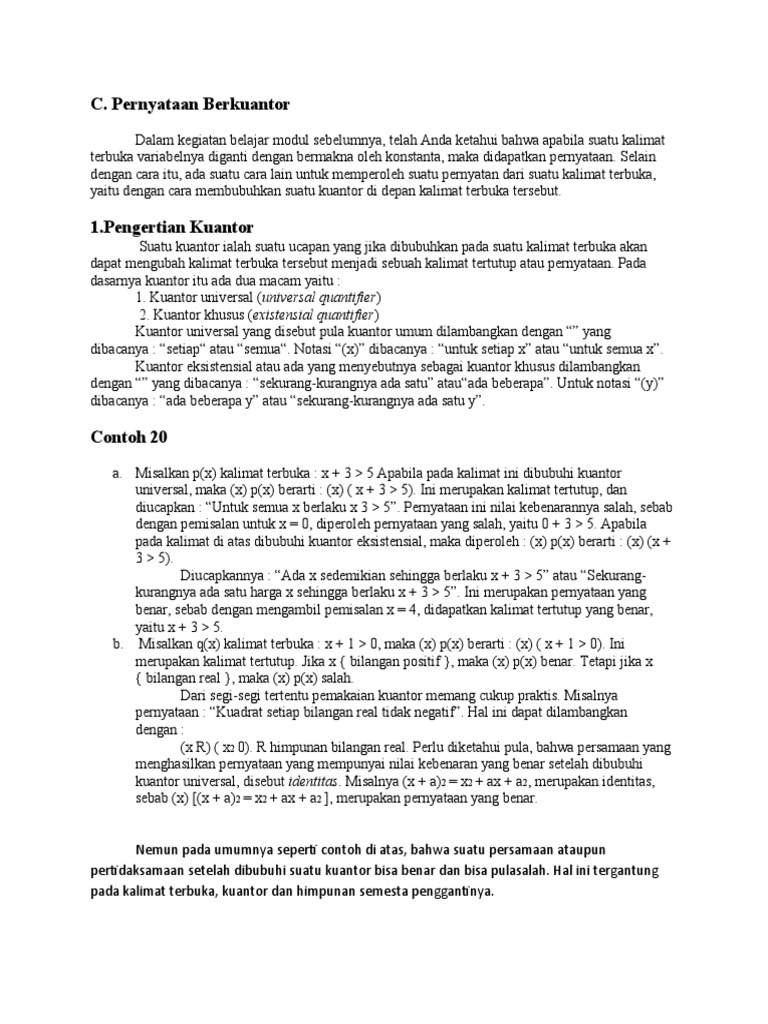 Pengertian dan Penggunaan Kuantor | PDF