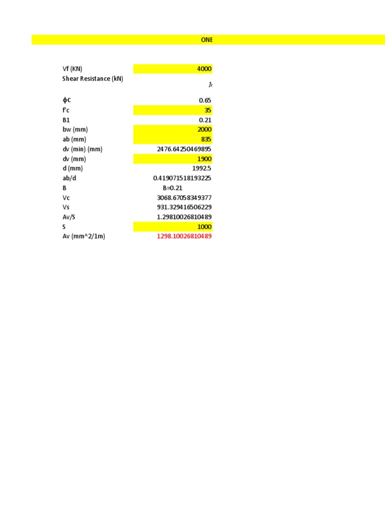 One-Way Shear Calcs-NBCC | PDF