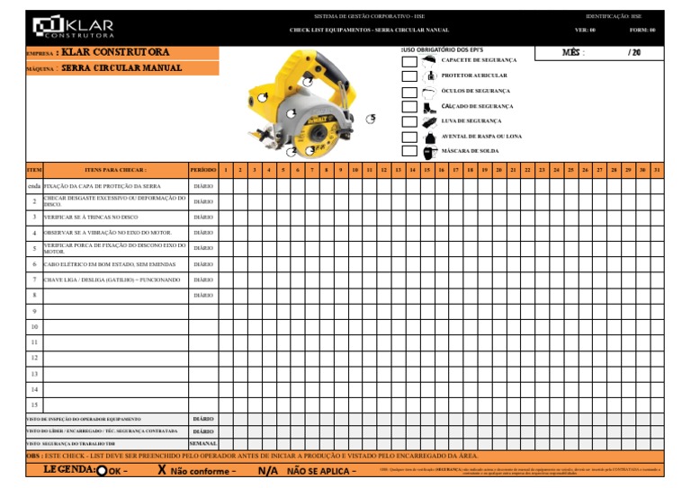 019 Check List - Serra Circular Manual | PDF