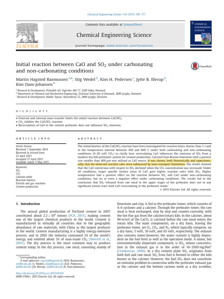 03 - Reactions Between CaO and SO2 in Carbonating and No Carbonating ...