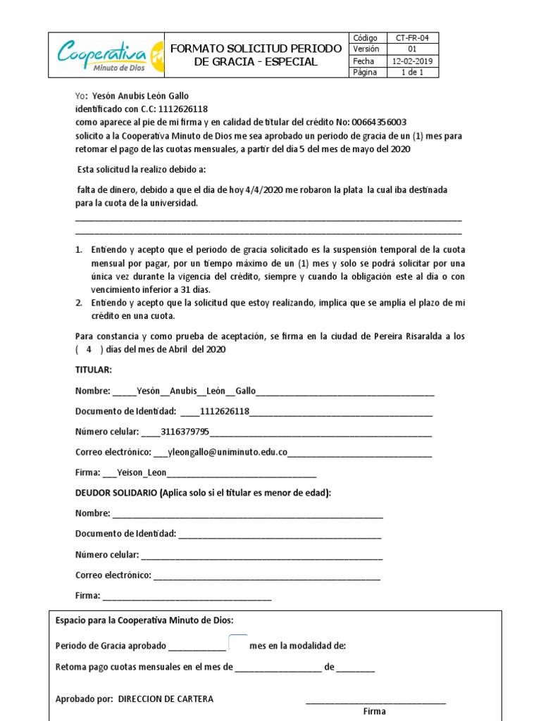 Periodo de Gracia | PDF | Crédito | Finanzas y administración del dinero