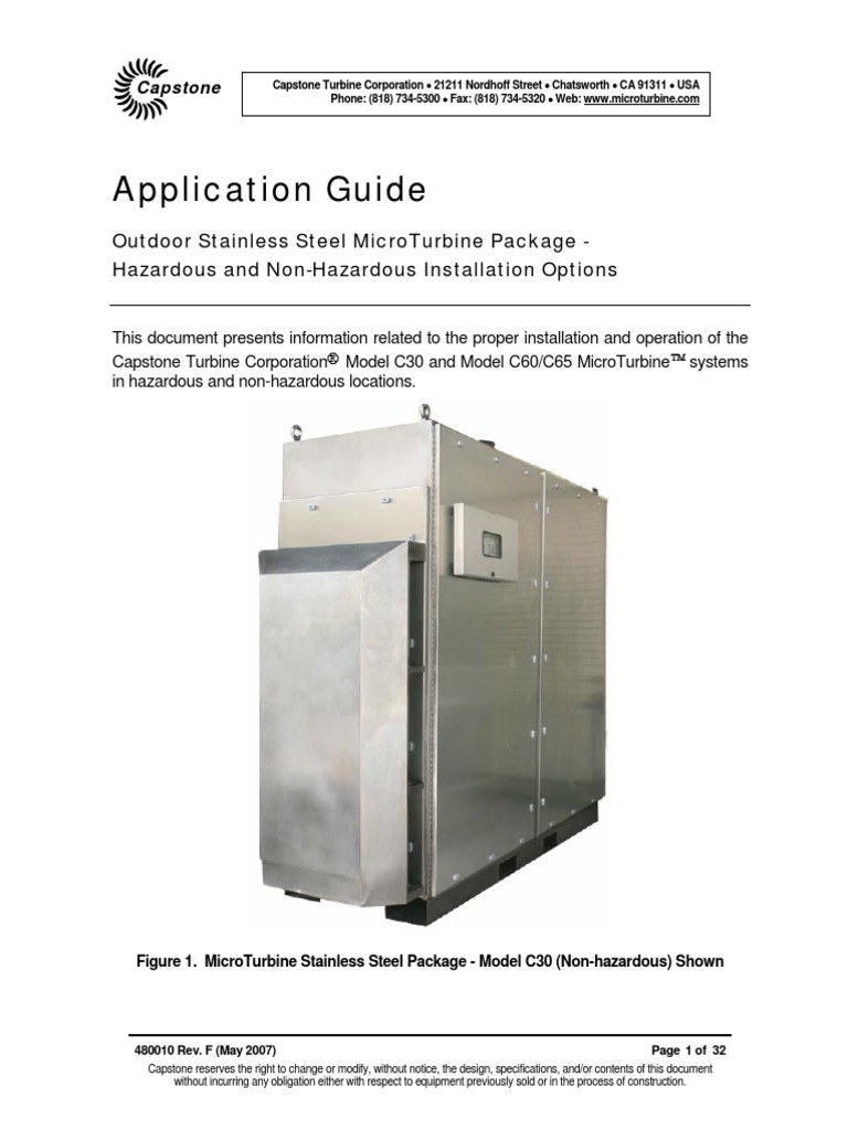 Capstone Microturbine C30 Offshore Application Guide | PDF | Gas ...