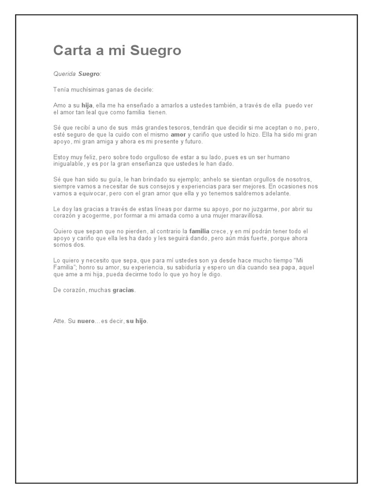 Carta A Mi Suegro | PDF