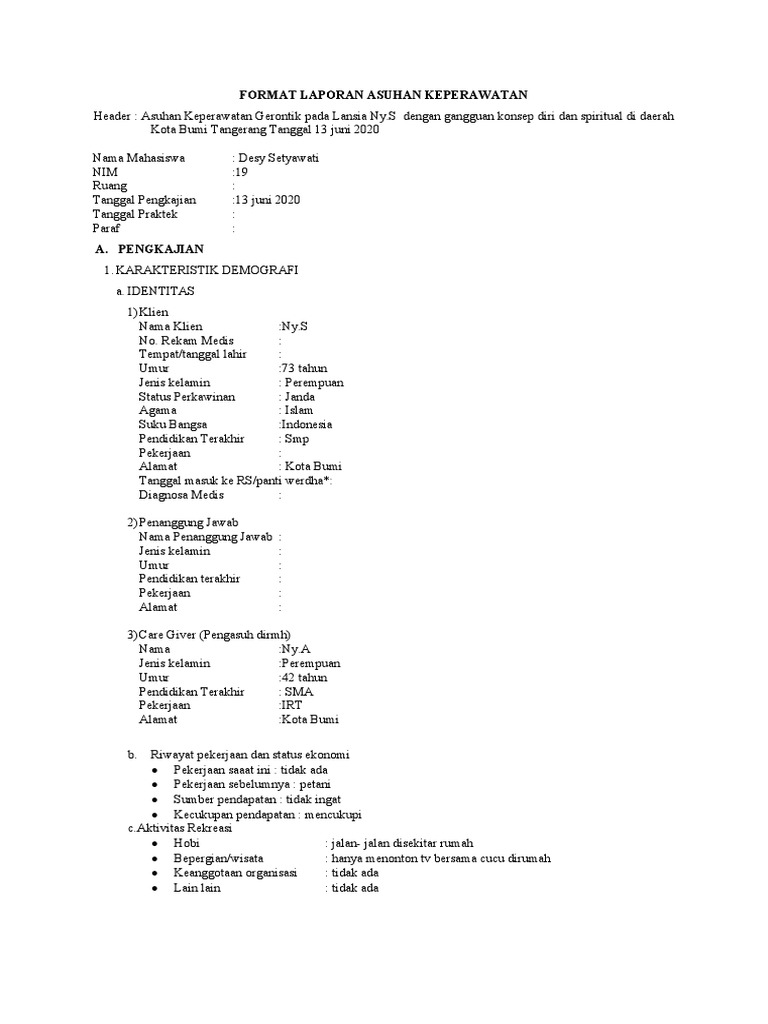 FORMAT Pengkajian Gerontik DESY UMT | PDF