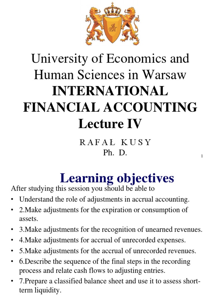 Accounting Lecture IV Handouts | PDF | Accrual | Debits And Credits