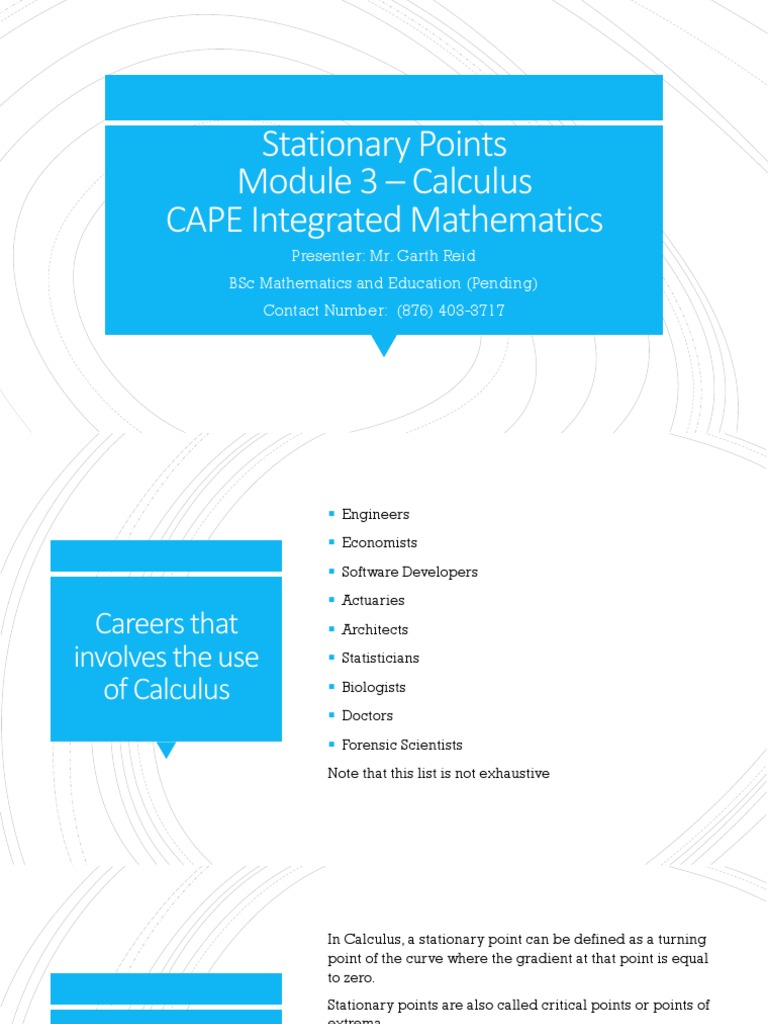 CAPE Integrated Mathematics Stationary Points | PDF | Maxima And Minima ...