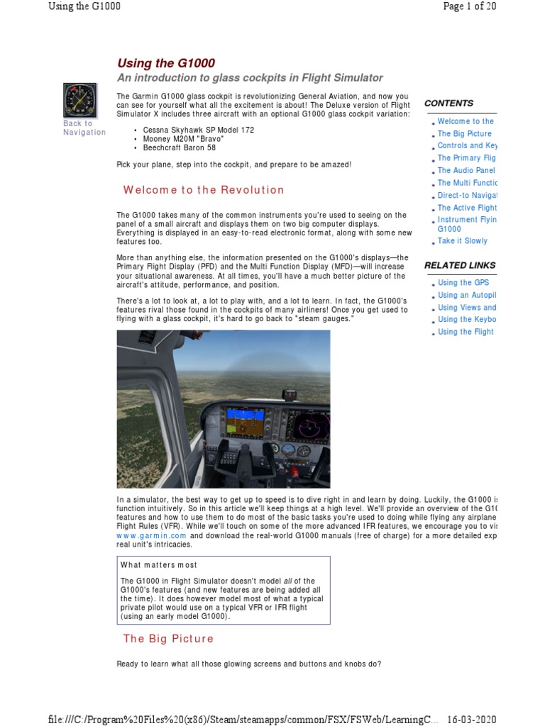 Using The G1000: An Introduction To Glass Cockpits in Flight Simulator ...