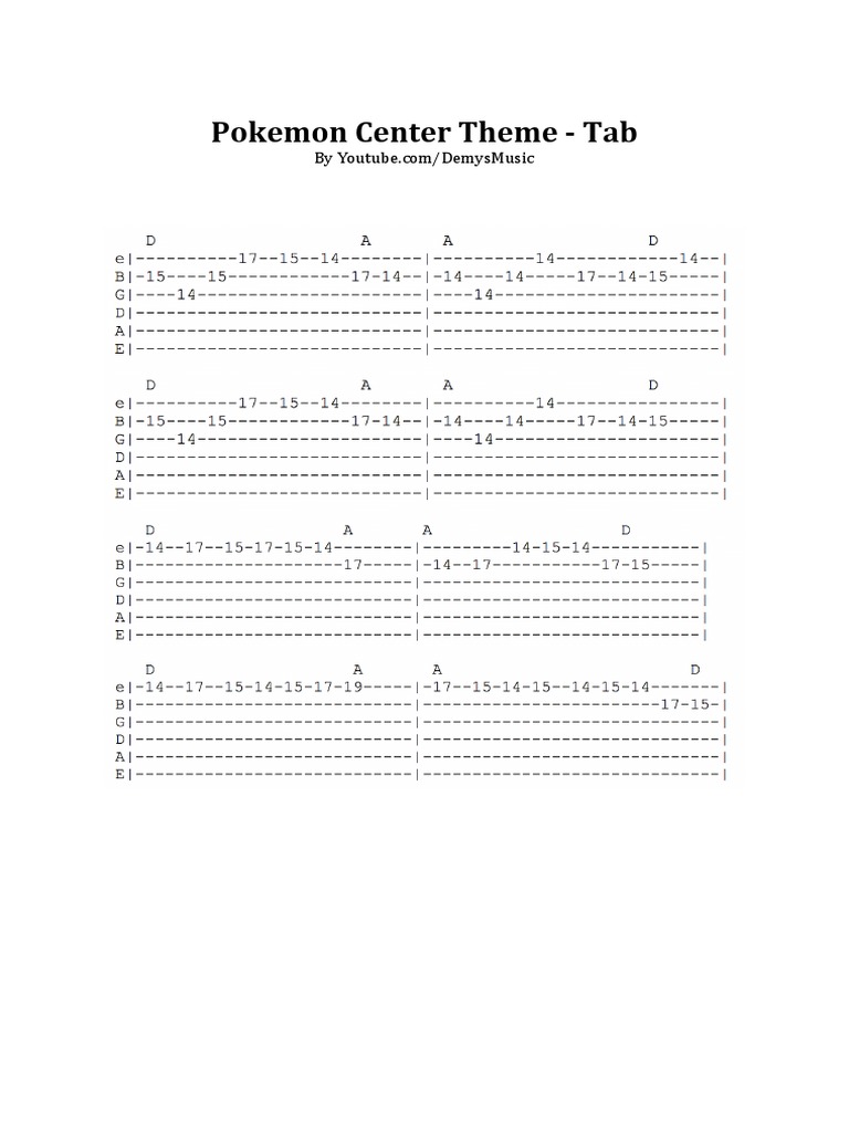 Pokémon Center Theme Music | PDF