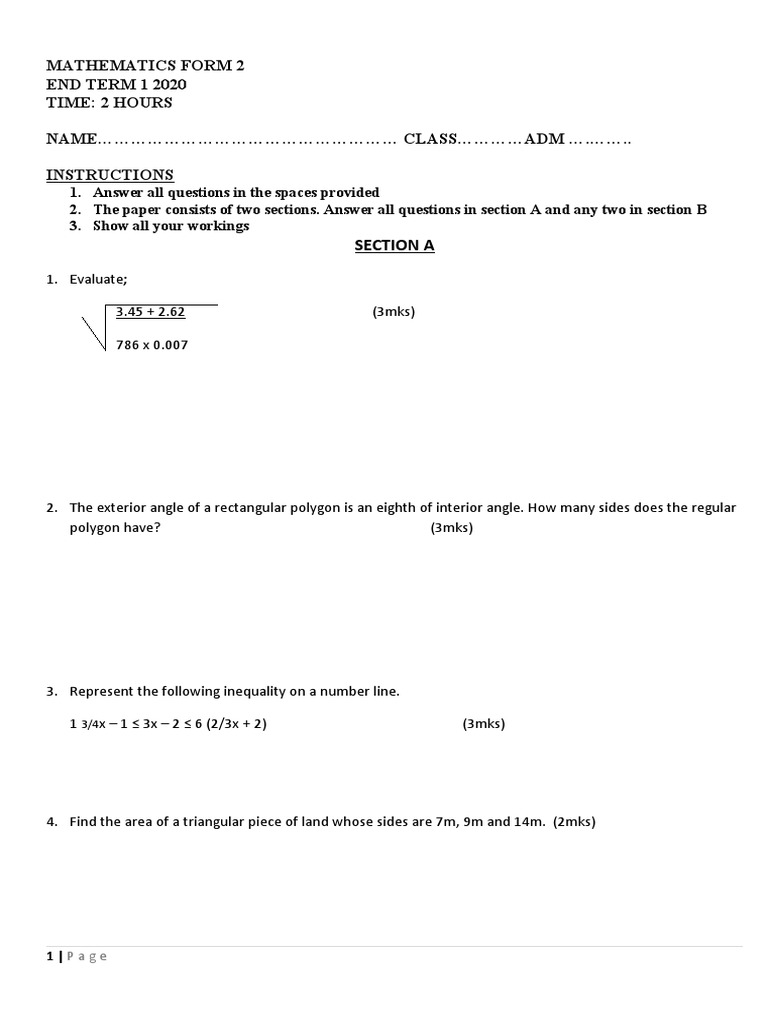 End Term 2 Maths F 2 | PDF | Area | Teaching Mathematics