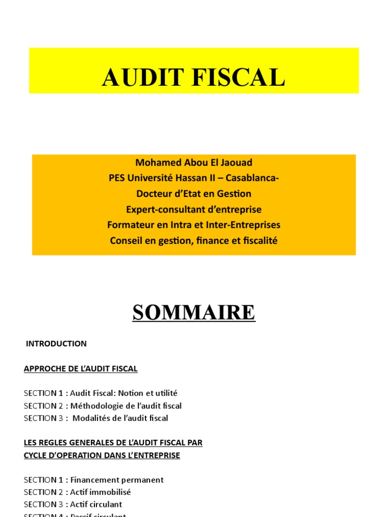 Audit Fiscal | PDF | Contrôle interne | Audit