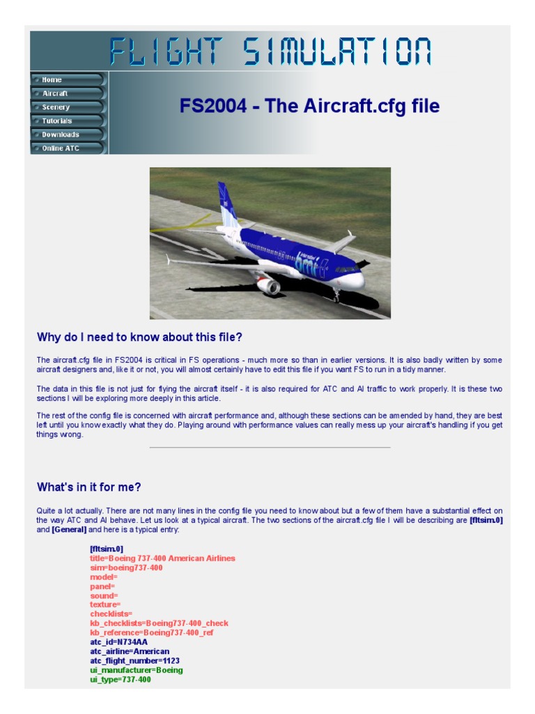 FS2004 - The Aircraft - CFG File | PDF | Air Traffic Control | Aircraft