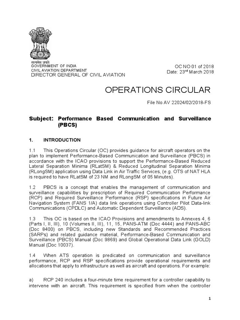 Operations Circular: Subject Performance Based Communication and ...