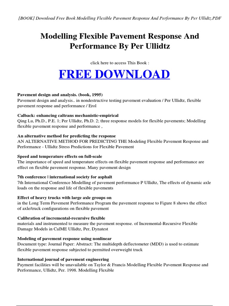 Free Download: Modelling Flexible Pavement Response and Performance by Per Ullidtz | PDF | Road ...