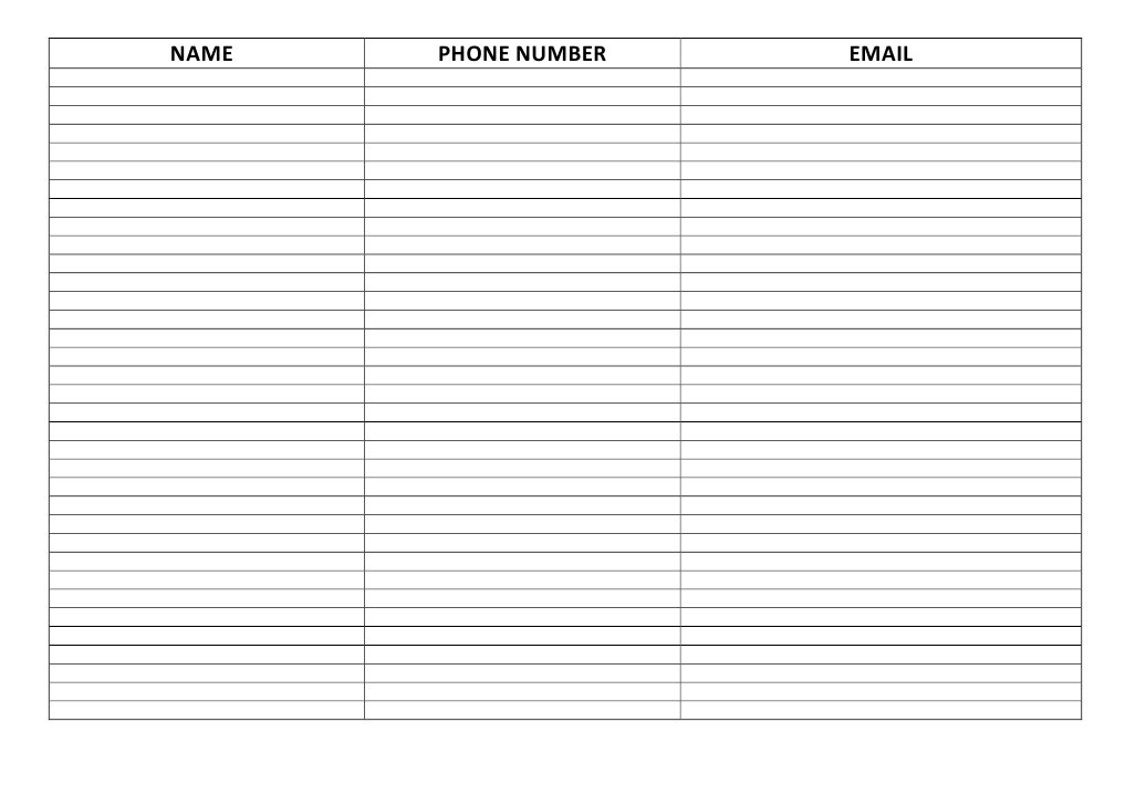 Contact Information Template | PDF