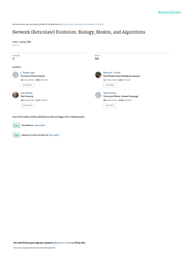 Network (Reticulate) Evolution: Biology, Models, and Algorithms | PDF ...