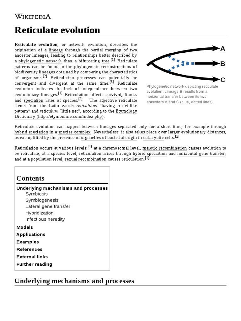 Reticulate Evolution, or Network Evolution, Describes The | Download ...
