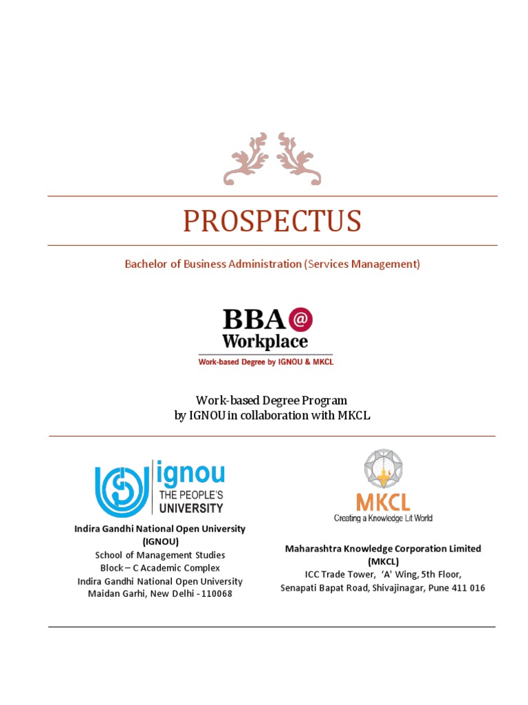 BBA SERVICES MANAGEMENT IGNOU Prospectus-July-2020 | PDF | Educational ...