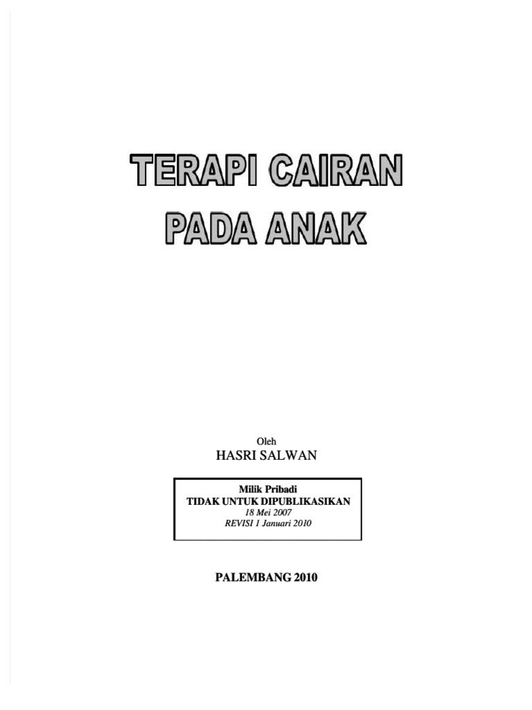 Terapi Cairan Pada Anak - Rumus Dan Tabel Lengkap PDF | PDF