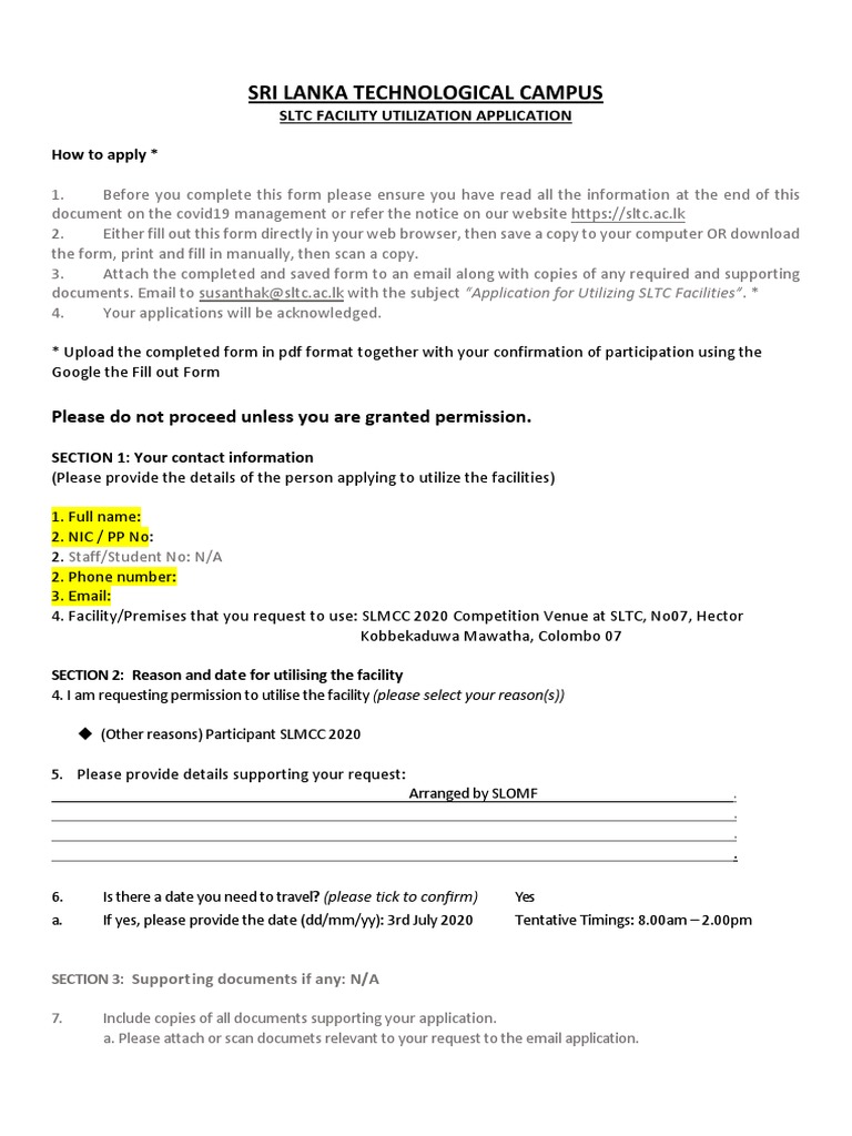 Facility Utilisation Request | PDF | Hand Washing | Public Health