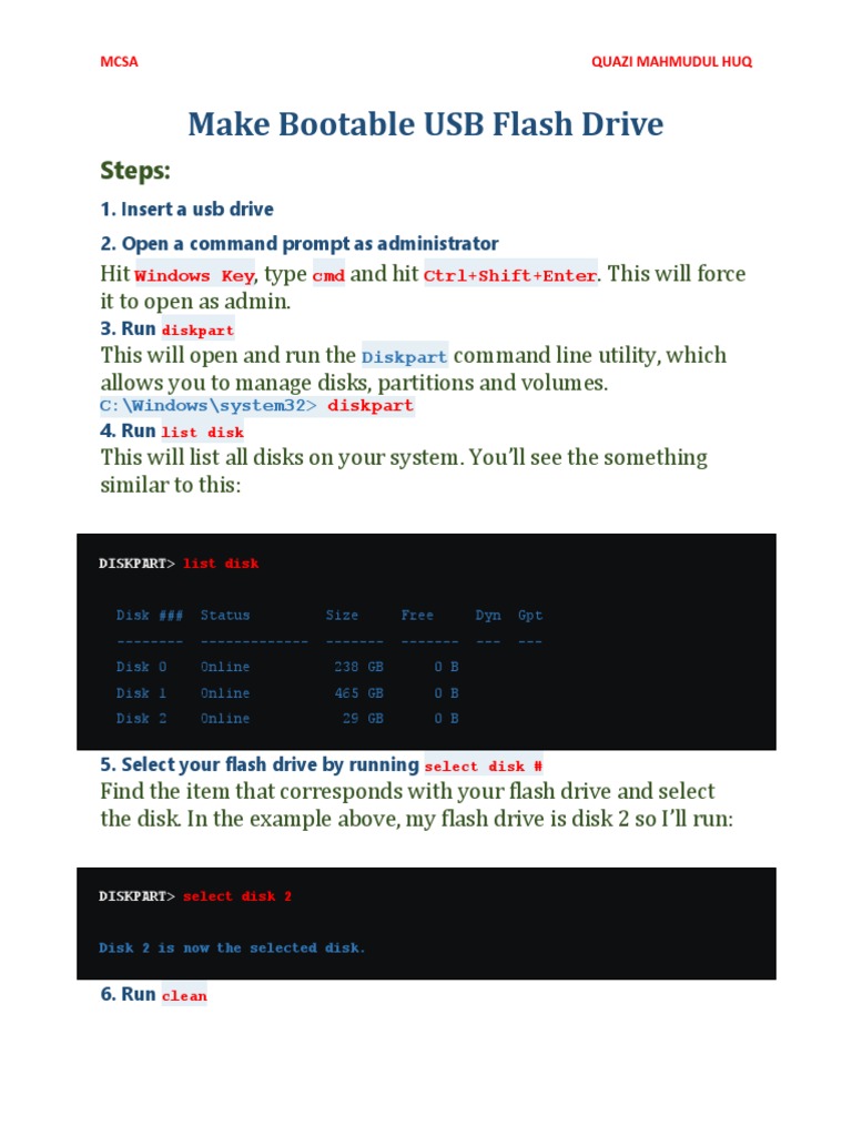 Make Bootable USB Flash Drive: Steps | PDF | Hard Disk Drive | Usb ...