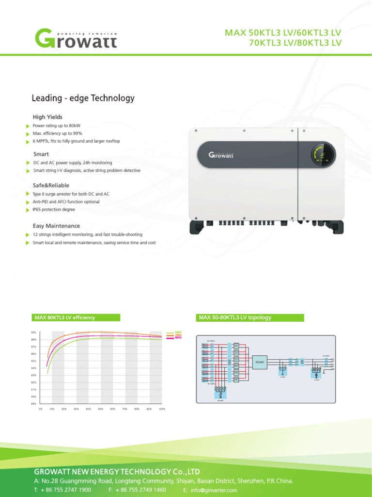 Growatt 50-80kW Inverter Datasheet | PDF | Mains Electricity ...