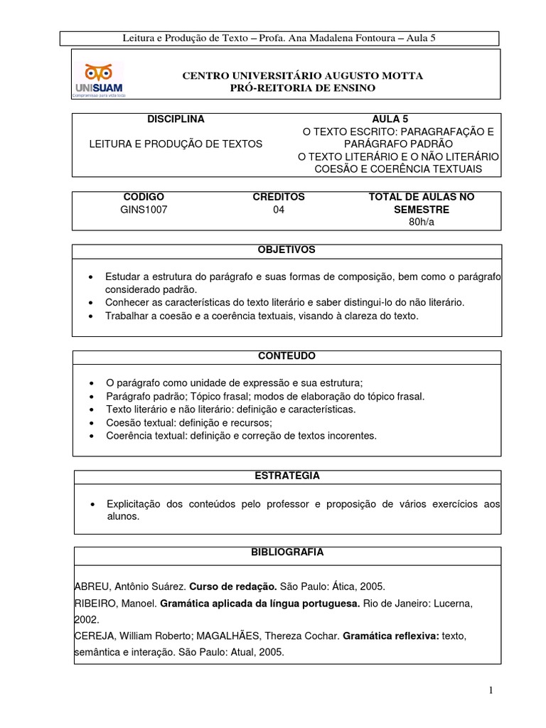 Estrutura e Coesão do Parágrafo Textual | PDF | Nicotina | Hiroshima