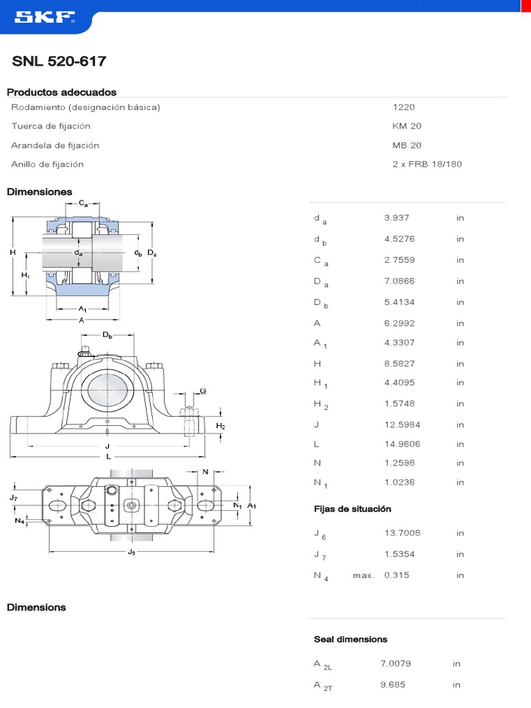 Chumacera SKF SNL 520-617 | PDF | Bienes manufacturados | Metalurgia