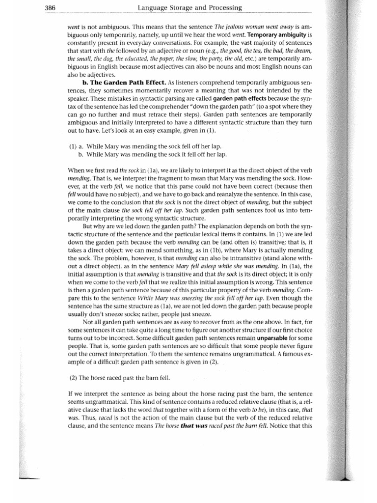 Garden Path | PDF | Verb | Sentence (Linguistics)