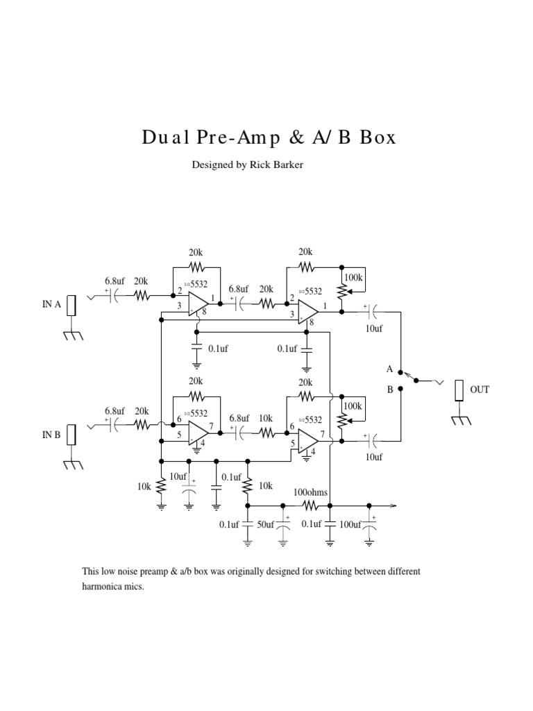 Dual Pre-Amp & A/B Box: Designed by Rick Barker | PDF | Audio ...