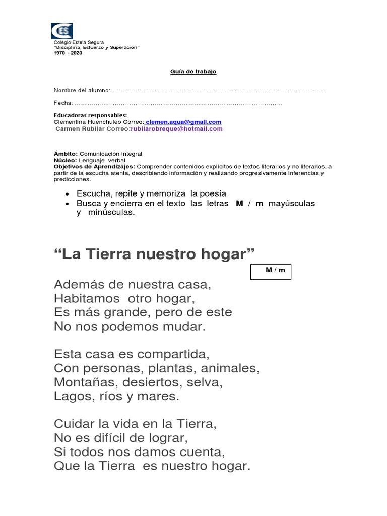Poesía La Tierra Nuestro Hogar | PDF