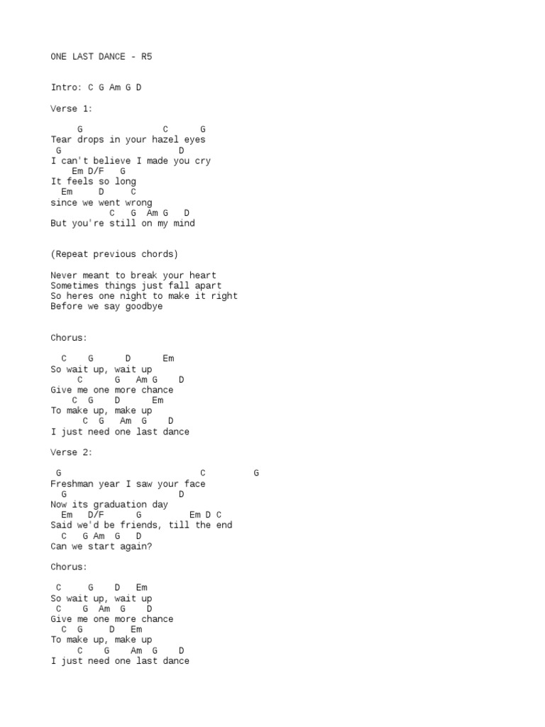 ONE LAST DANCE SONG | PDF