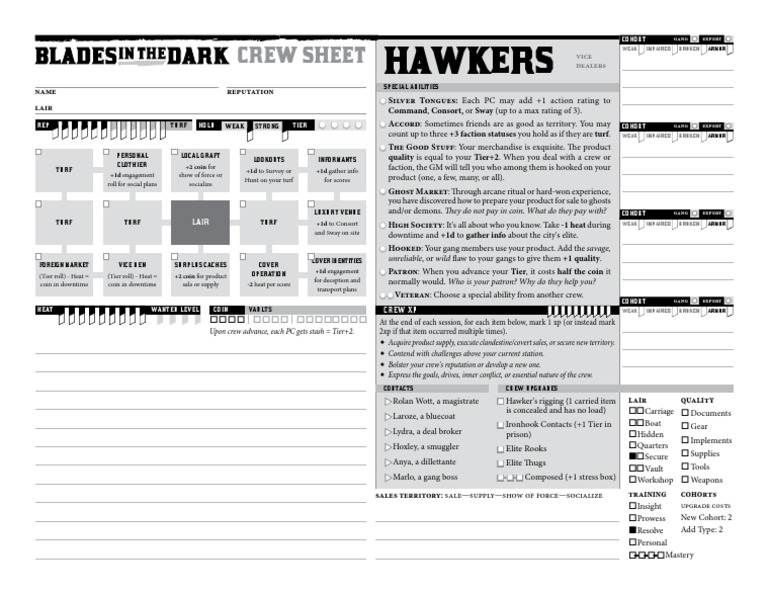 Blades in The Dark: Hawkers Playbook | PDF | Leisure | Sports