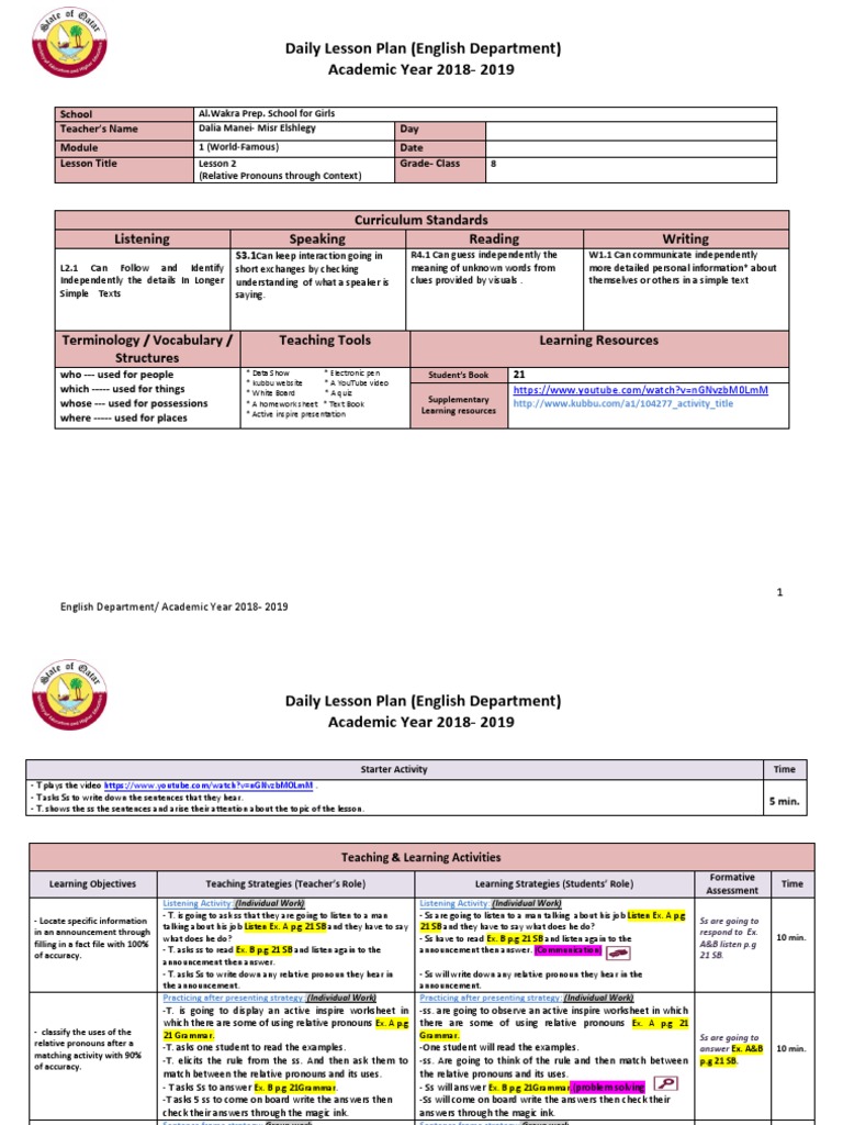 Model Lesson Plan - Grade 8 | PDF | Lesson Plan | Learning