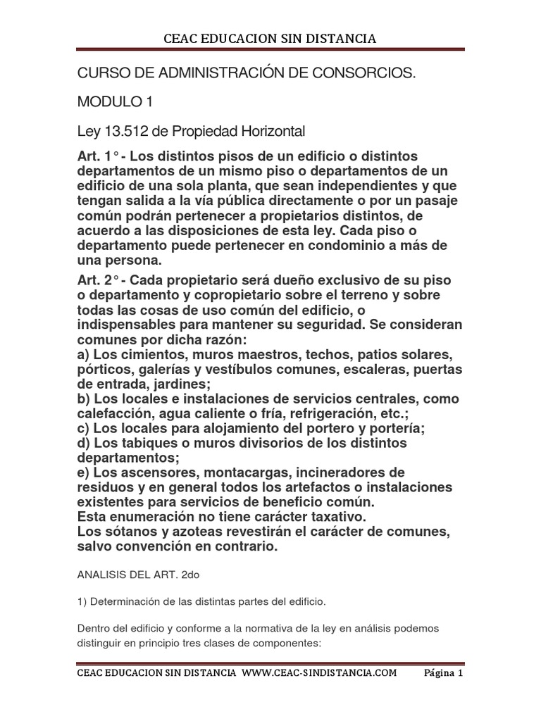 MODULO I Prop. Horizontal PDF | PDF | Propiedad | Condominio