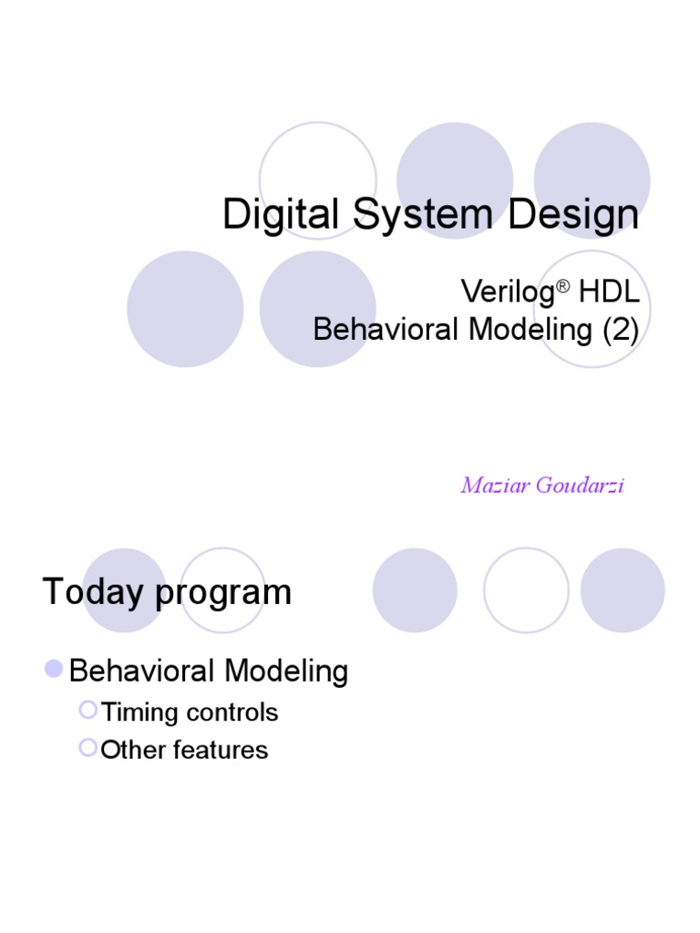 Digital System Design Verilog Hdl Behavioral Modeling Pdf Hardware Description Language