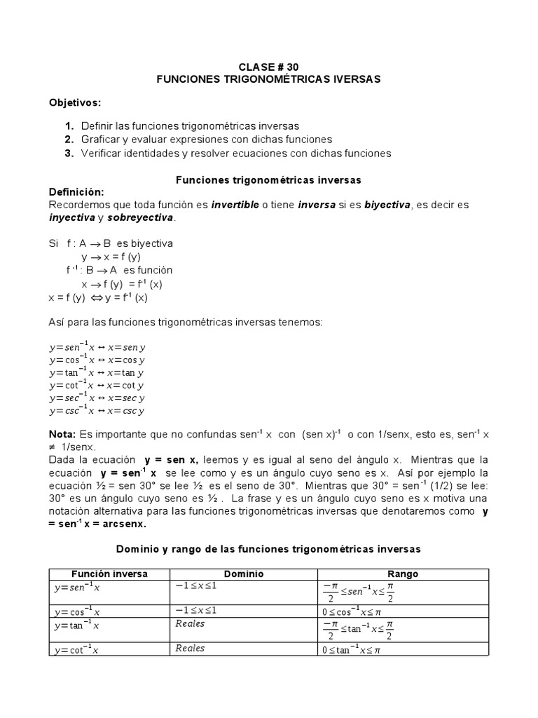 Funciones - Trigo - Inversas) | PDF | Funciones trigonométricas | Seno