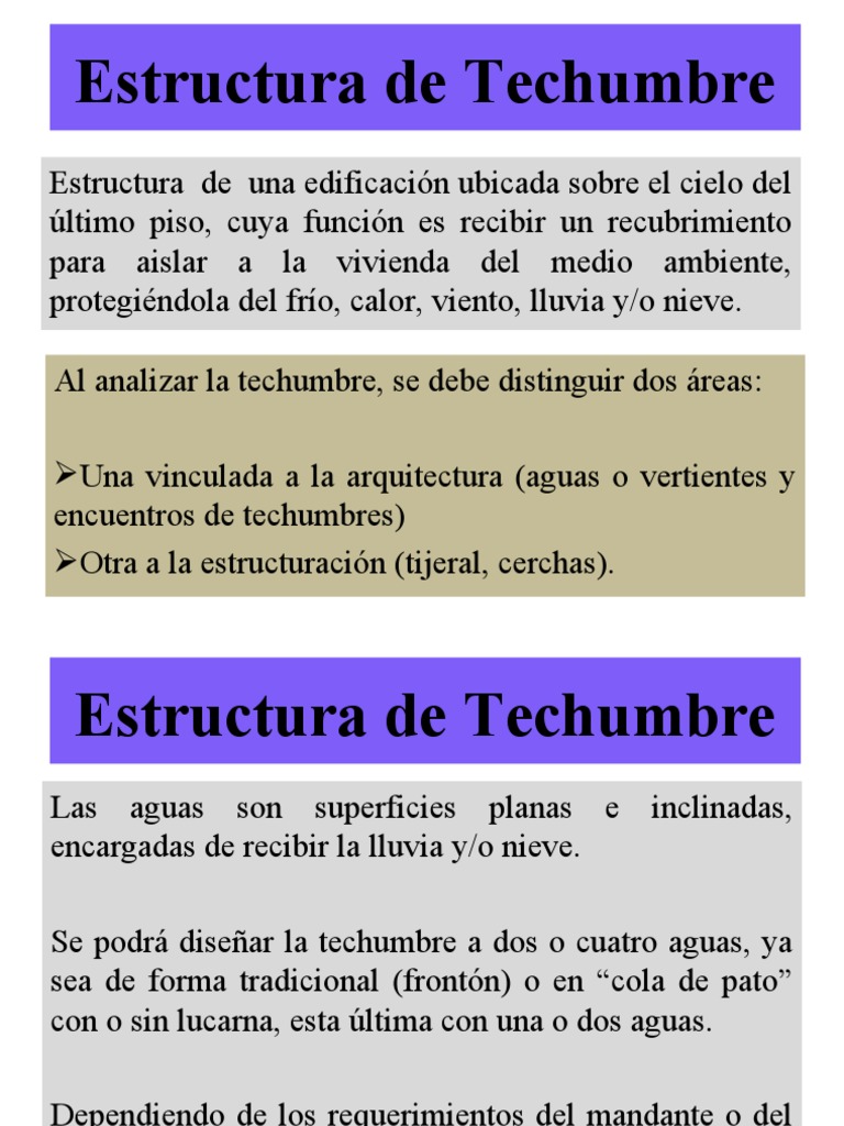 La estructura de techumbre: sus componentes, tipos y normativa | PDF ...