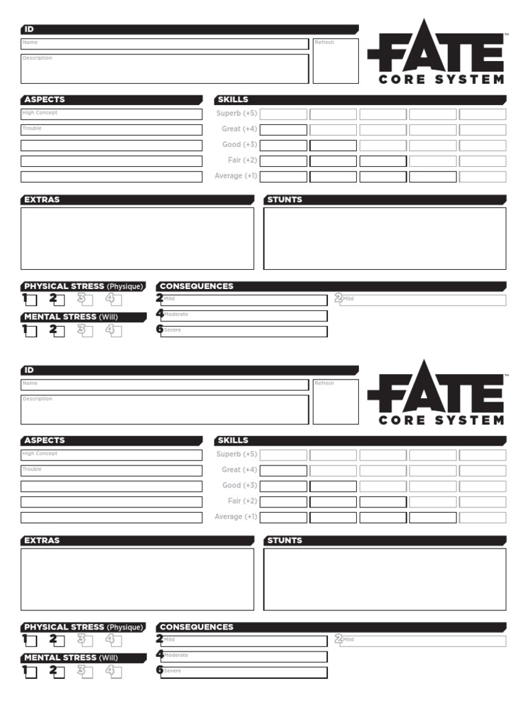 Mini Fate Core Character Sheets PDF | PDF